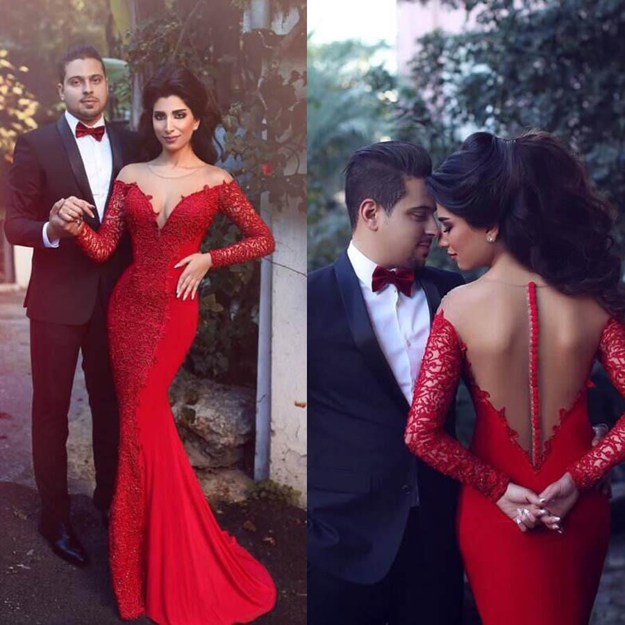 All Red Full Lace Evening Dresses Evening Wear Long Red Carpet Dresses ...